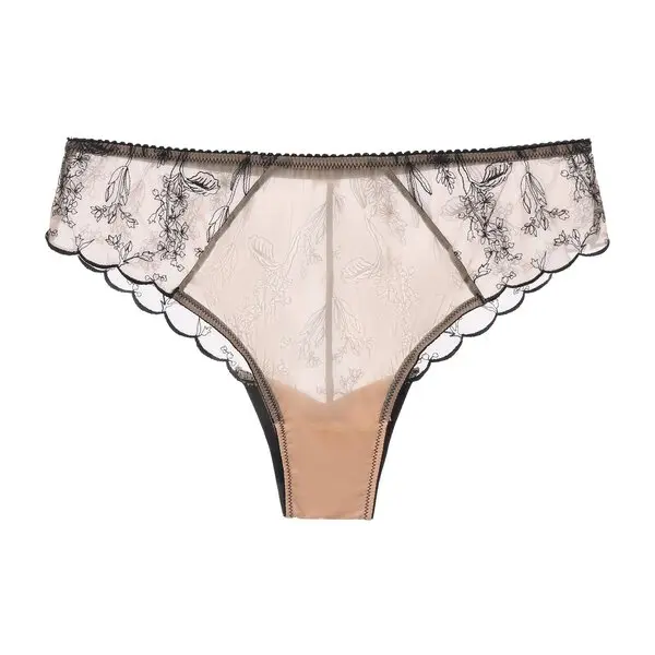 AMOUR D'AGNETTE Kim Embroidery Cheeky On Jelly Fabric / Neutrals - Brown