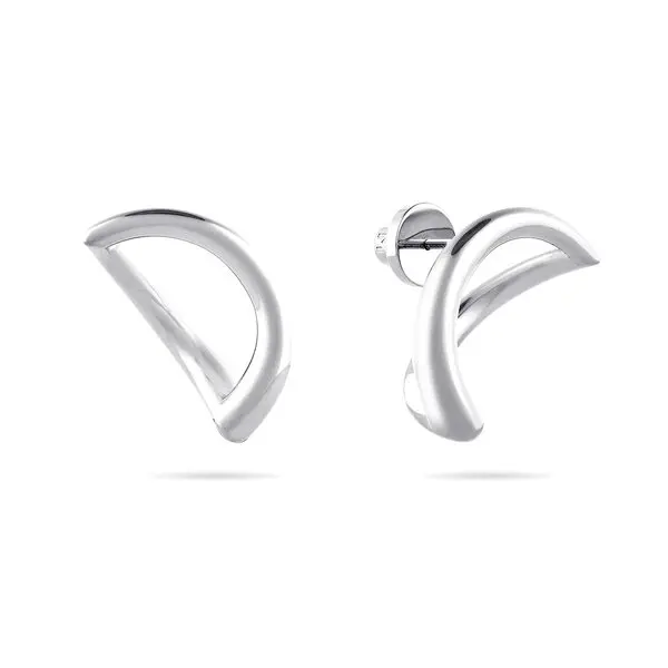 MEULIEN Abstract Crescent Moon Earrings - Silver
