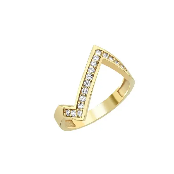 DIME TRIBE Zigzag-shaped Diamond-set Ring - Gold