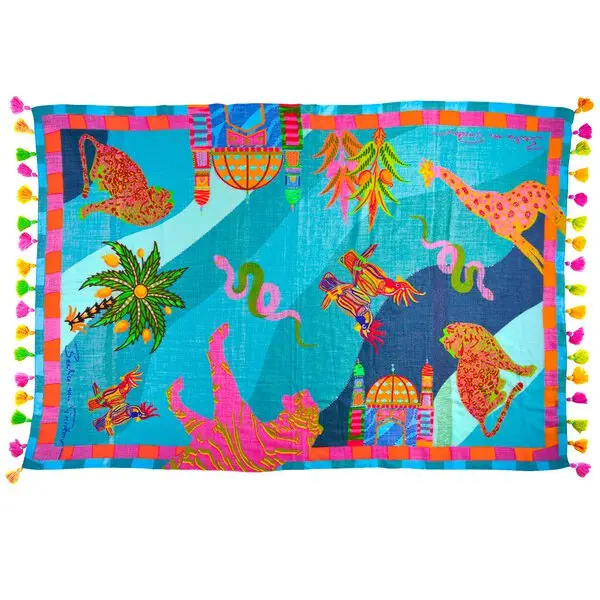 BEATRICE VON TRESCKOW Majestic Safari Stilvoll Wool Shawl - Blue