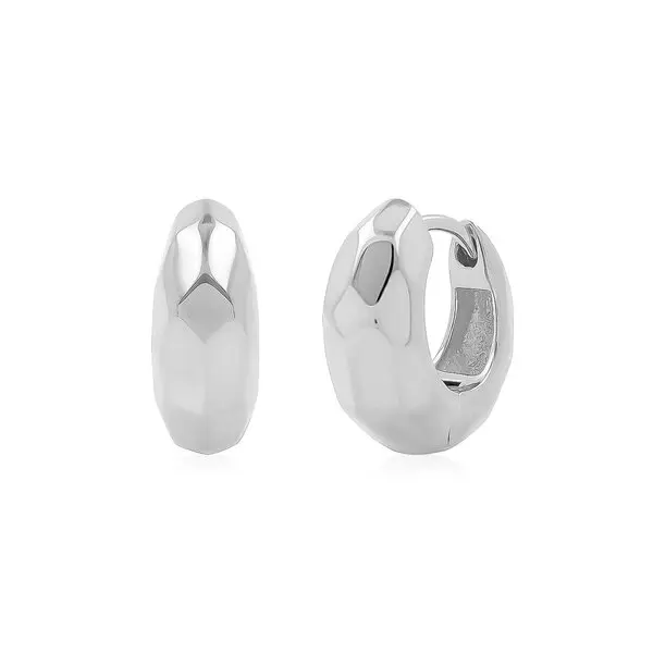 Côté Caché Eclipsia Faceted Huggie Hoop Earrings - Silver