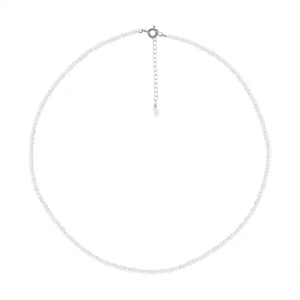 PEARL CODE Round Freshwater Pearl Choker, Silver Necklace - White