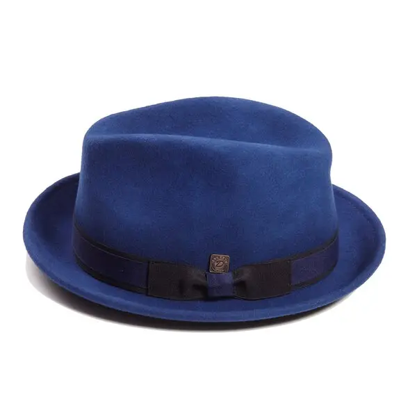 DASMARCA HATS Robin Cobalt Wool Felt Two Tone Trilby Fedora Hat - Blue