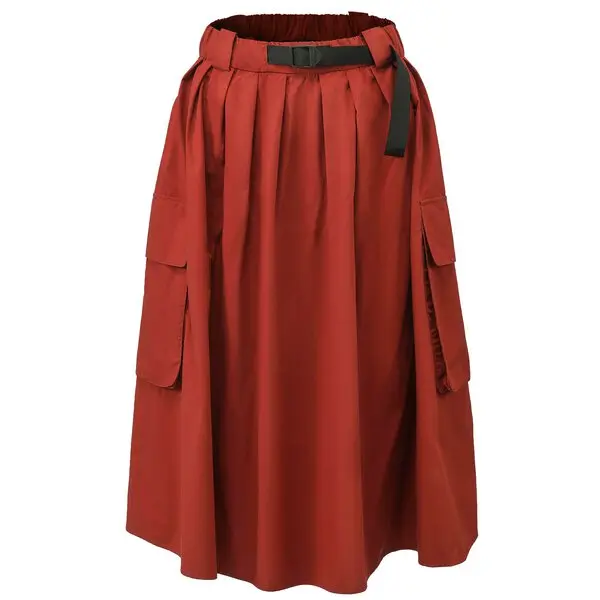 SMART AND JOY Fla Cotton Skirt Rust - Red