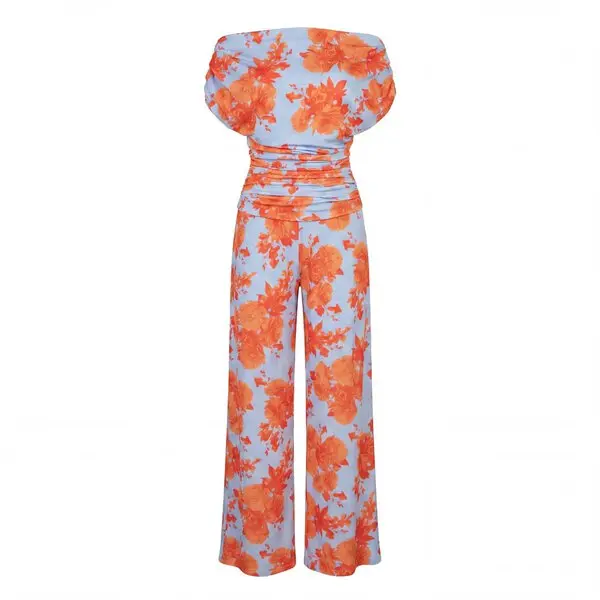 ATOM LABEL Carbon Jumpsuit In Powder & Orange Floral - Blue