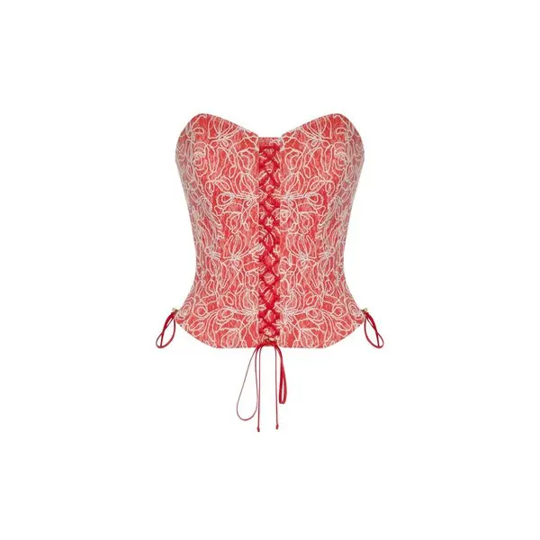 ELSAVA Scarlet Bloom Corset - Red