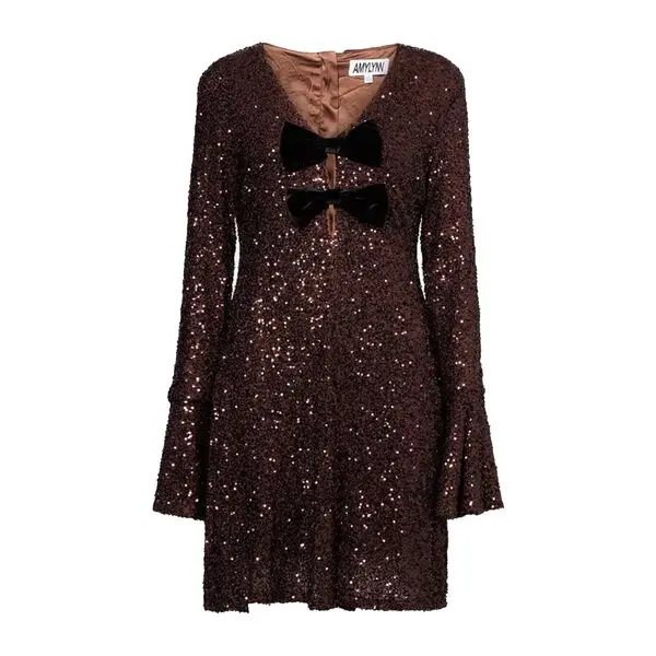 AMY LYNN Diana Heritage Check Chiffon Smocked Frill Sleeve - Brown