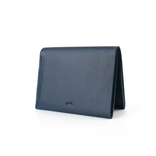 GODI. Handmade Bifold Leather Wallet Navy - Blue
