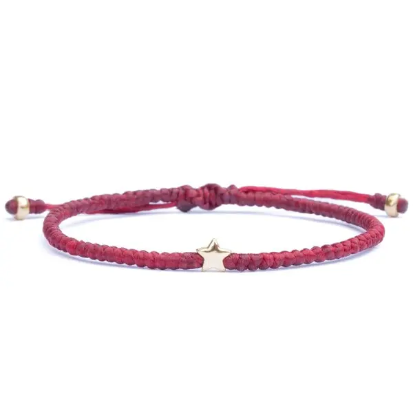HARBOUR UK Golden Star Gold Vermeil Rope Bracelet - Red