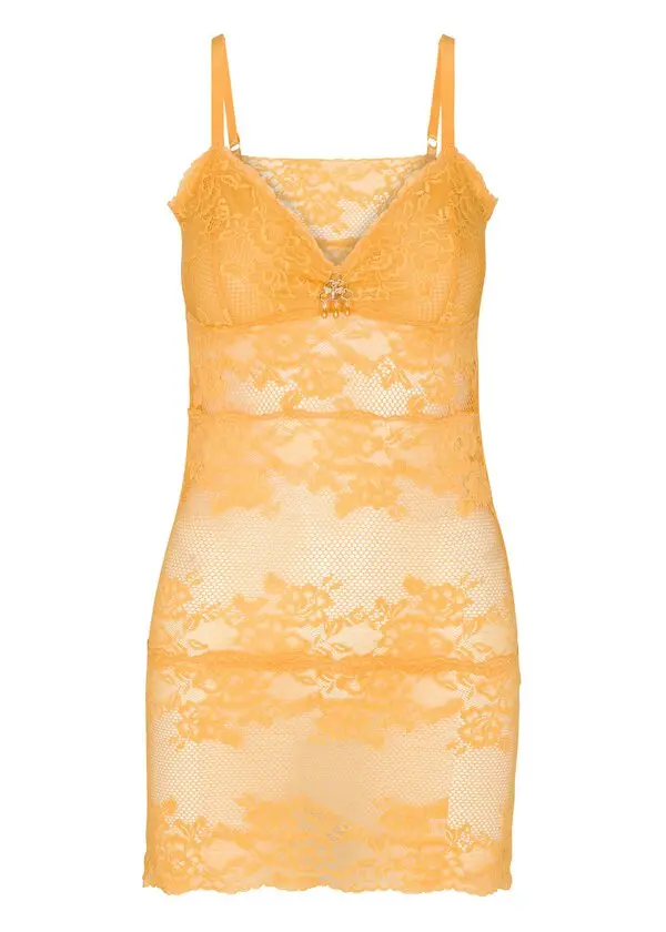 EMPRESS MIMI Queen Bee Lace Negligee Slip Dress - Gold