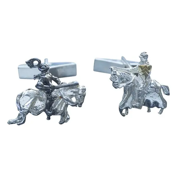 SIMON KEMP JEWELLERS Jousting Knights Cufflinks In Solid Sterling - Silver