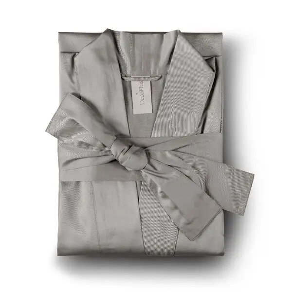 DECOFLUX HOME Neutrals Sateen Bathrobe Kimono Solid Taupe - Grey