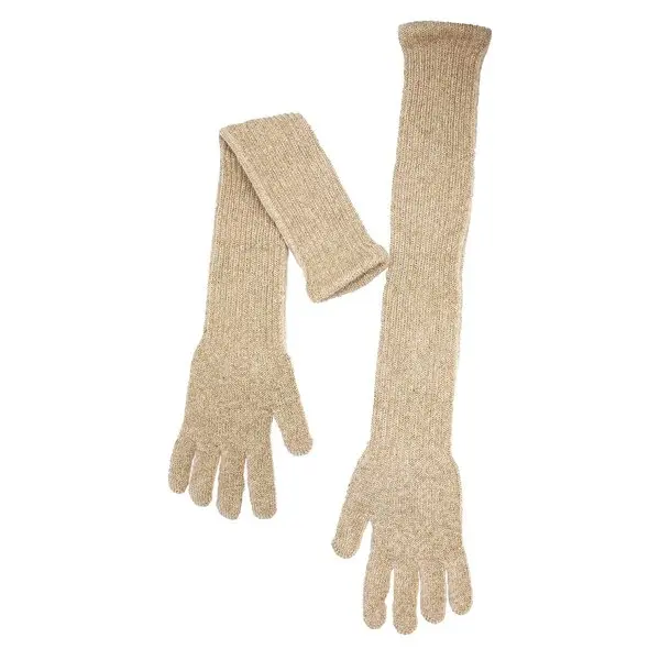 MAISON BOGOMIL Ribbed Knit Opera Gloves - Gold