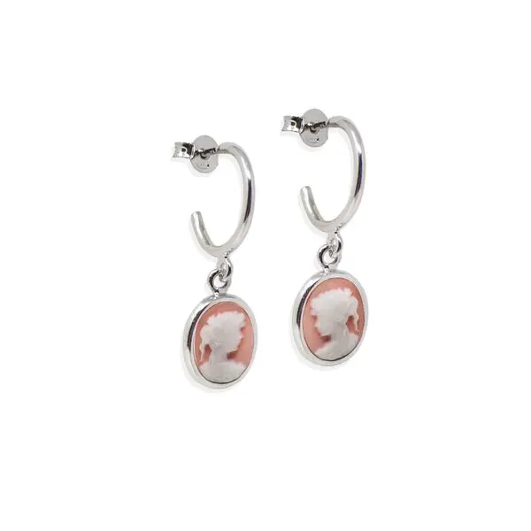 VINTOUCH ITALY Mini Cameo Hoop Earrings - Pink