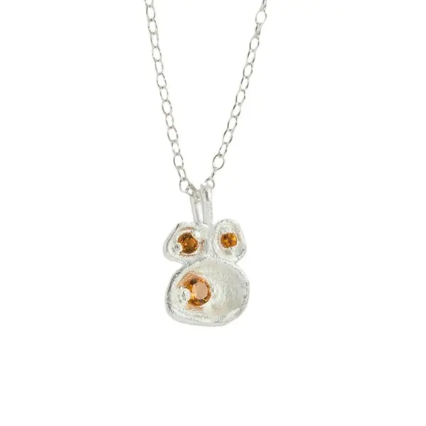 CLAIRE HILL DESIGNS Citrine Lichen Pendant Necklace - Silver