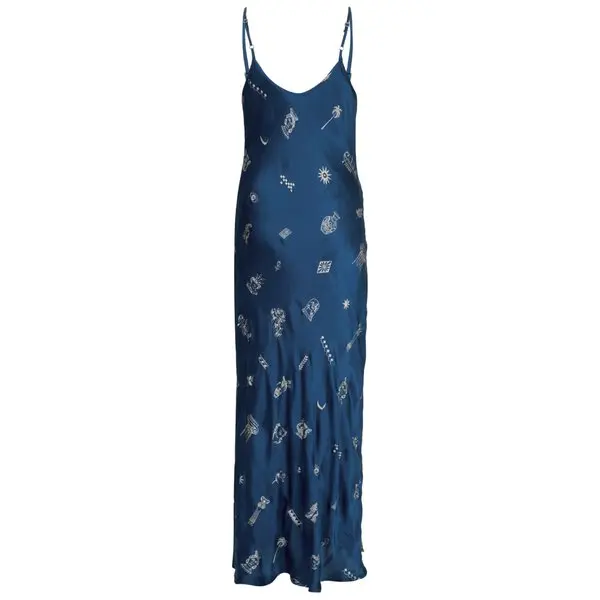EM & SHI Silver Lining Slip Dress - Blue