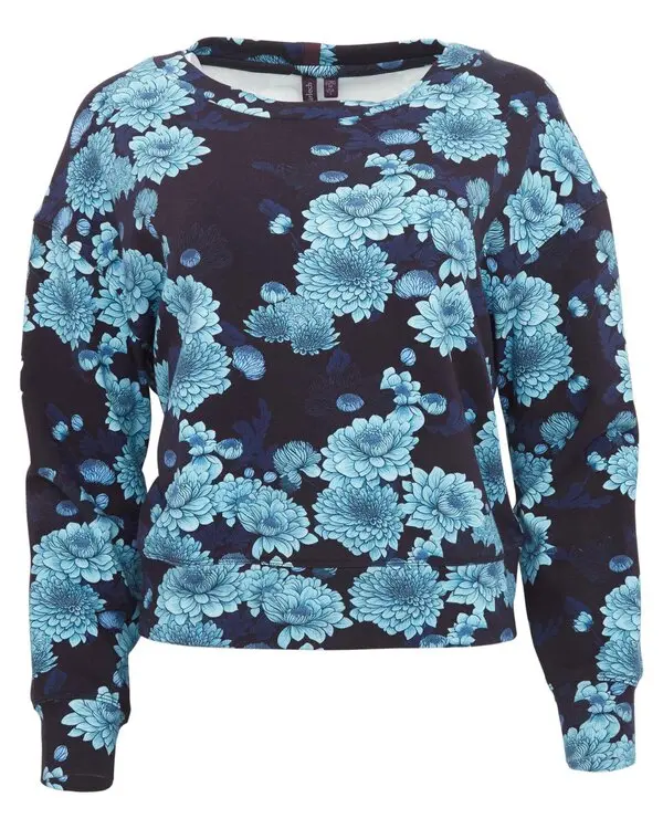 LORDS OF HARLECH Clara Serious Floral Oversized Crewneck Sweatshirt Navy - Blue