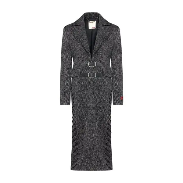 PCFG Your Itch Cashmere Blend Long Overcoat Black & White