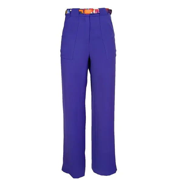 LALIPOP DESIGN Fluid Drill Pants With Adjustable Jacquard Belt - Purple