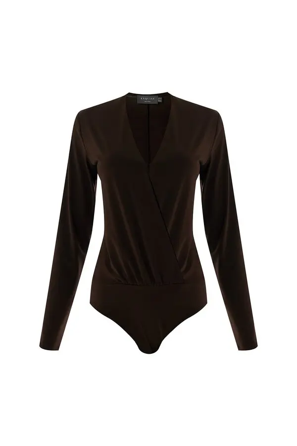 EXQUISE Regular V-neck Long Sleeve Meilani K. Bodysuit - Brown