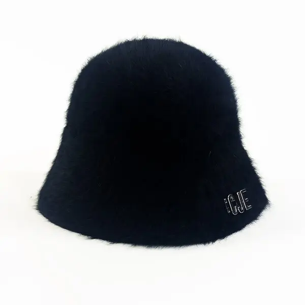 CHANEL JOAN ELKAYAM C J E Fluffy Faux Fur Dome Cloche Bucket Hat - Black