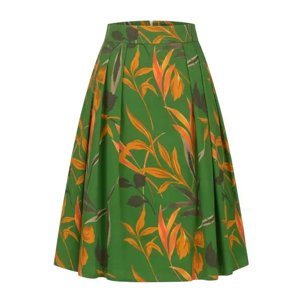 MARIANNA DÉRI Autumn Leaves Midi Skirt - Orange/green