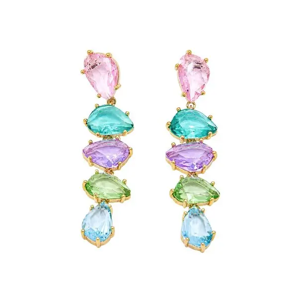 UCHI & SOTO Hanabi Mixed Stone Drop Earrings - Gold