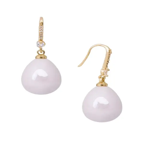 Saachi Colored Pearl Dangle Ivory Earrings - White