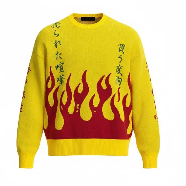 TOKKOU Pullover Knit Sweater Fire - Yellow
