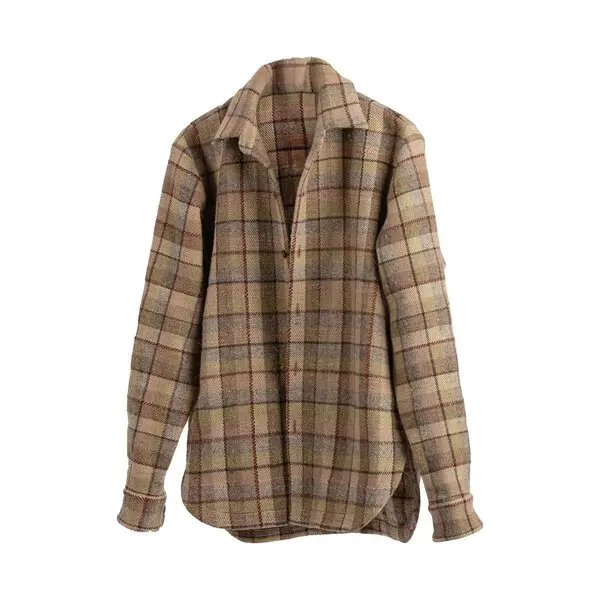 CHARKHA & LOOM Neutrals / Sirius Plaid Shirt Shacket Beige Checks