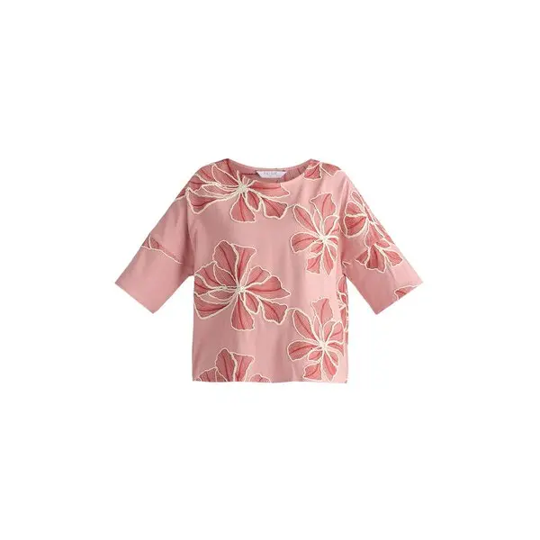 PAISIE Floral Embroidered Relax Fit Top - Pink