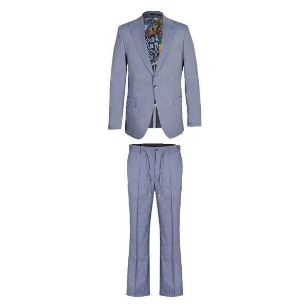 DAVID WEJ Hugo Linen Single Breasted Suit Light - Blue