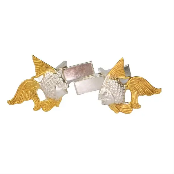SIMON KEMP JEWELLERS Angel Fish Cufflinks Eighteen Carat Gold On Solid Recycled Sterling - Silver