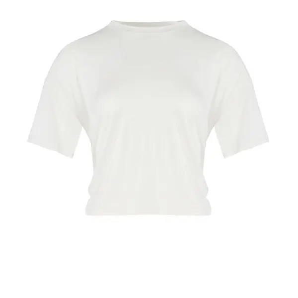 PCFG Free Heaven Crop Draped Tshirt Blanc De Blanc - White