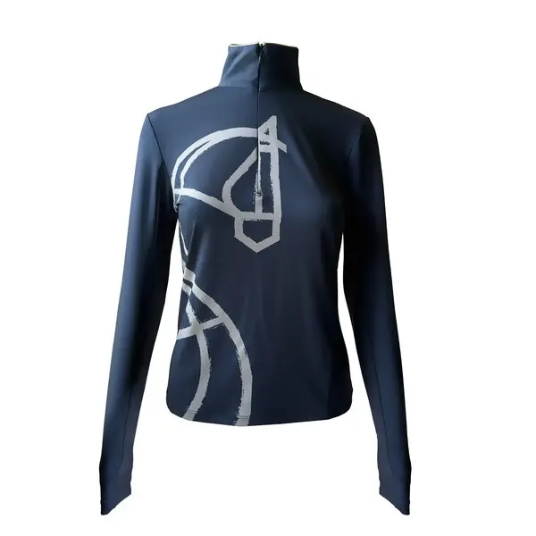 CHAMPAGNE & HORSES Long Sleeve Sun Shirt Painted Horse - Blue