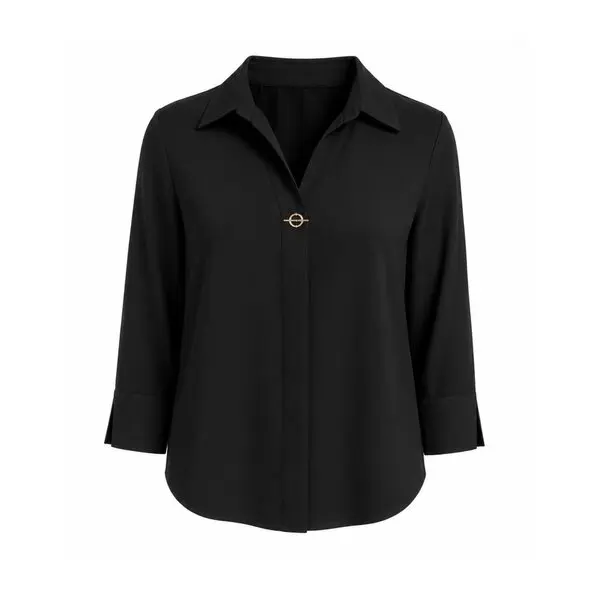 NUVV COLLECTION White Gold Clasp Blouse - Black