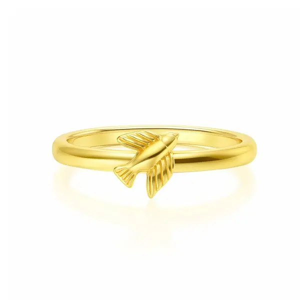 UNALOE Adjustable Ring Dove Design In Sterling Silver With Plated Handmade Italian Jewelry - Gold