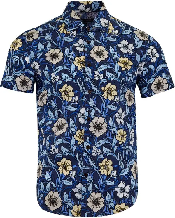 LORDS OF HARLECH Scott Meadow Flora Shirt Navy - Blue
