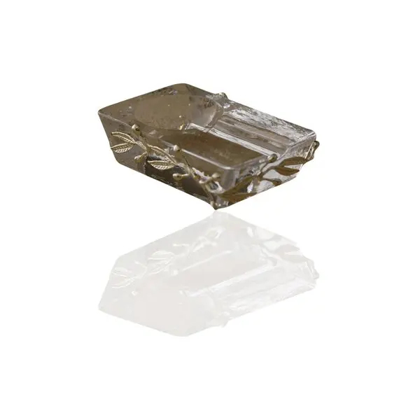 MARLETH Clear Glass Cigar Ashtray With Olive Branch Detail - Silver