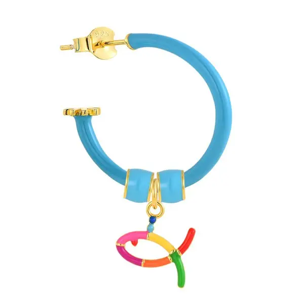 PINNOLE Gold Fish N Love Earring Mix Single - Blue