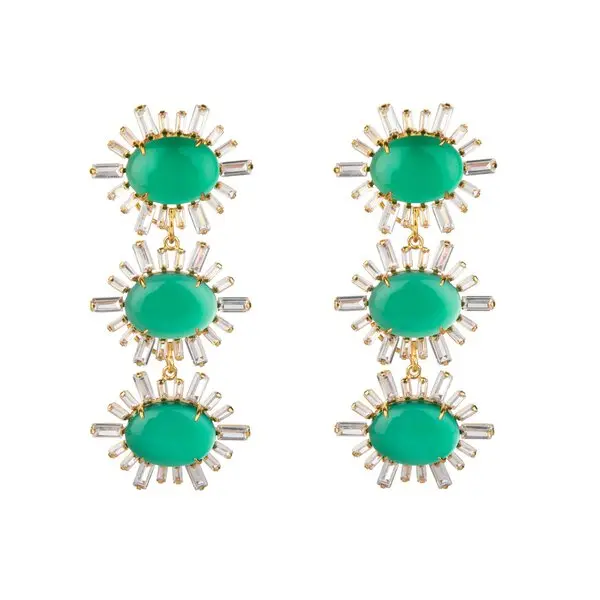 Bounkit Ann Margaret Earrings Onyx Clip On - Green