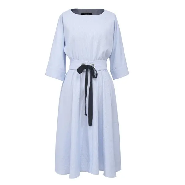 SMART AND JOY Wide-belt Flared Dress - Blue