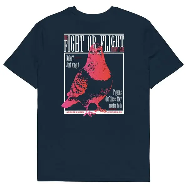 ANCHOR & CREW Navy Eight Fight Or Flight Club Editions Organic Cotton T-shirt - Blue