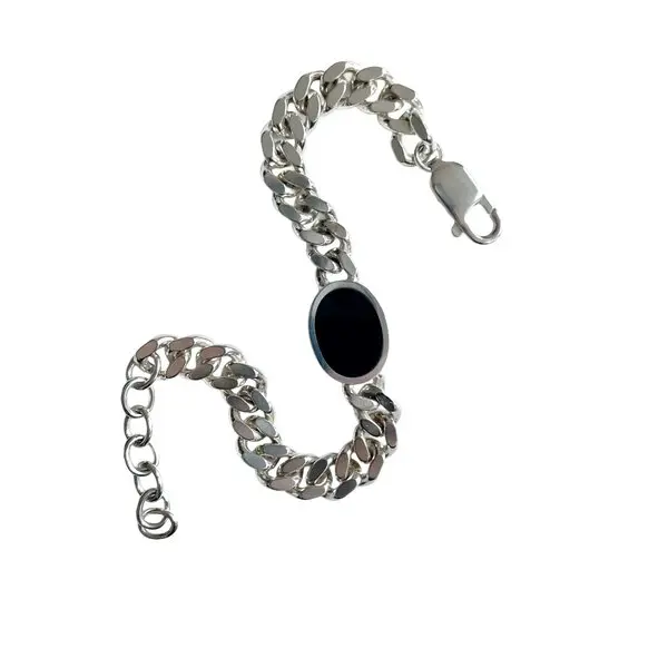 FIHR COLLECTION Silver / Black Sterling Silver Black Onyx Bracelet - Silver/black