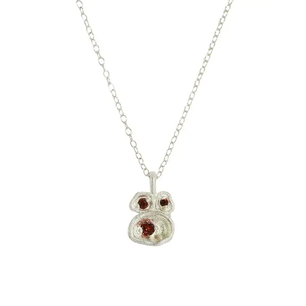 CLAIRE HILL DESIGNS Garnet Lichen Pendant Necklace - Silver