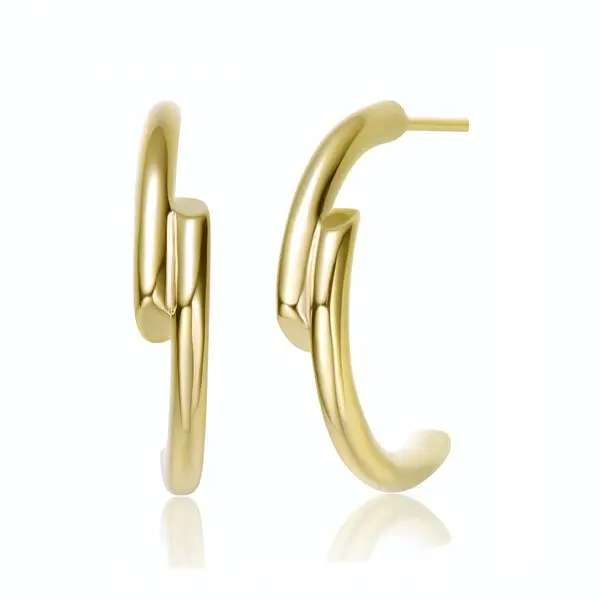 GENEVIVE Rachel Glauber Plated Open Hoop Earrings - Gold