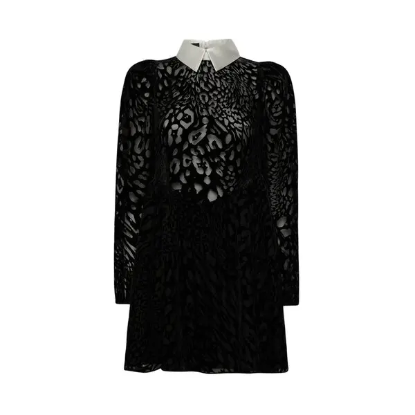 SVETA MILANO Oxford Leopard-pattern Velvet Dress - Black