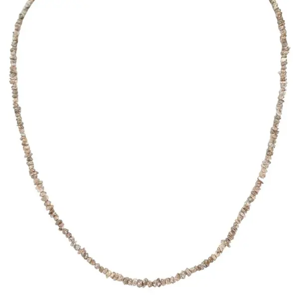 RAHUL'S JEWELS Brown / Silver 17"-19" Adjustable Length Genuine Brown Diamond Rough Strand Necklace 32.00 Carat Diamond Weight - Brown/silver