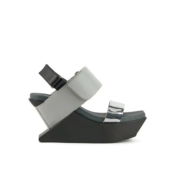 United Nude Silver / Black / Grey Delta Wedge Sandal Steel - Silver/black/grey