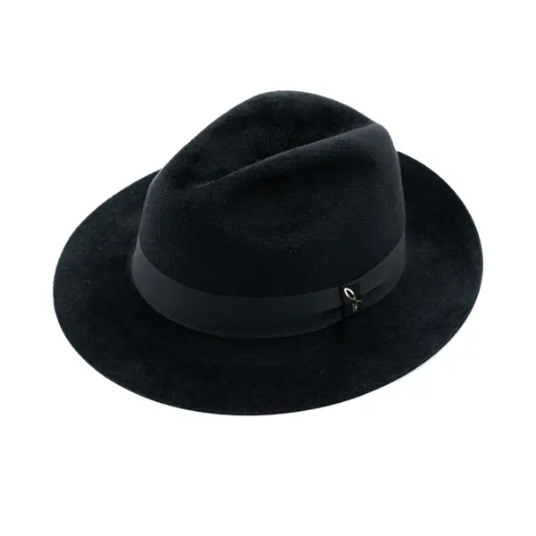 DORIA 1905 Smooth Lapin Felt Fedora Hat - Black